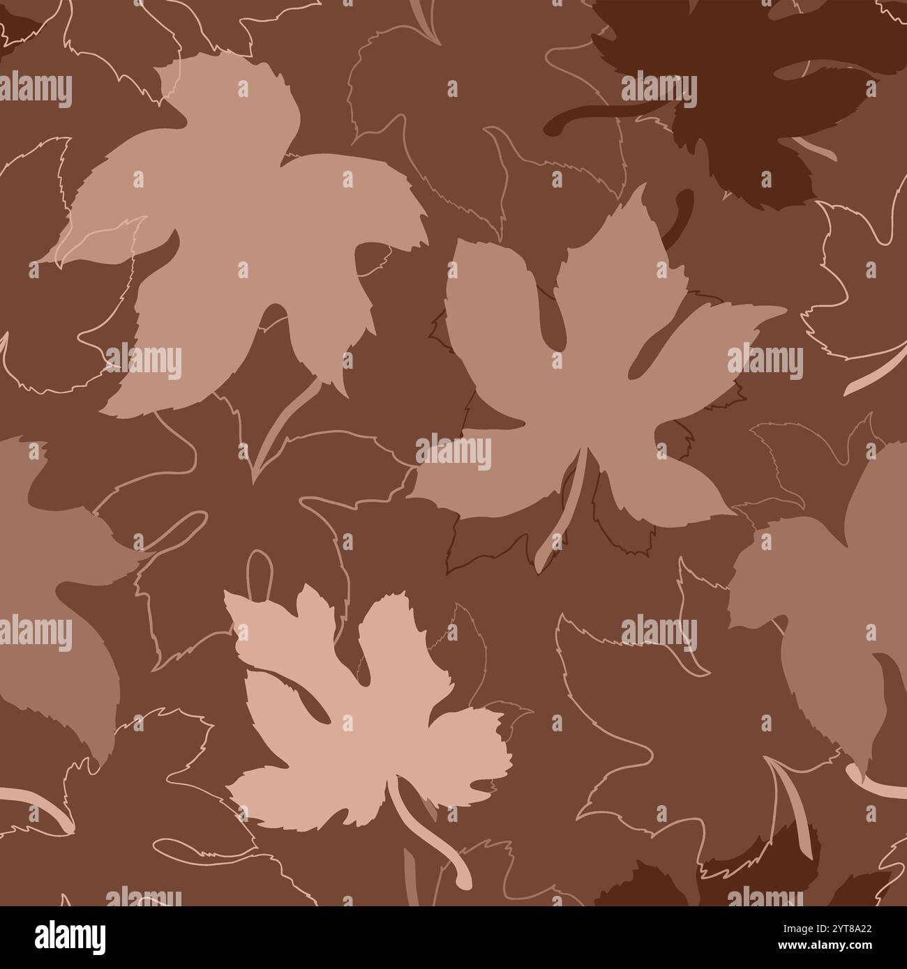 Seamless fig leaf pattern in trendy color shades Mocha, Mousse of 2025 ...