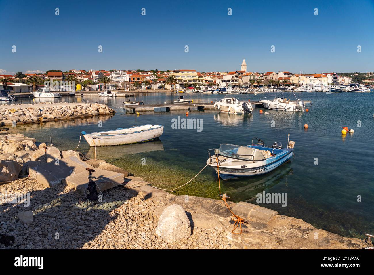 Town view and harbor of Pakostane, Croatia, Europe Stock Photo - Alamy