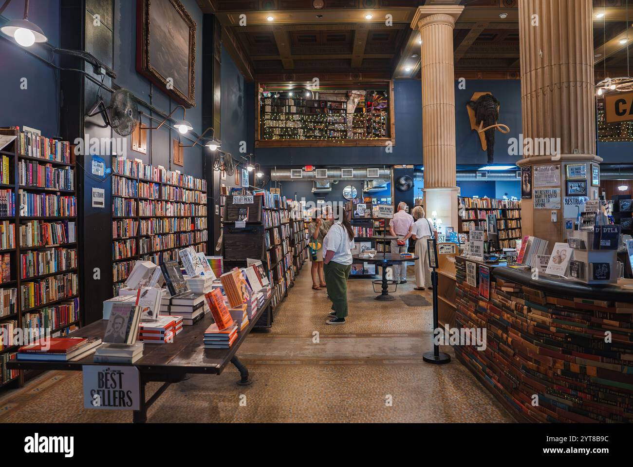 Interior of The Last Bookstore with High Ceilings and Mezzanine Stock ...