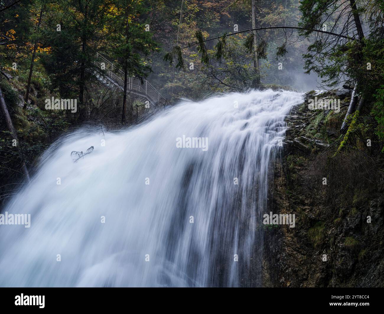 Autumn at the Schwarzbach, also known as the Gollinger waterfall Stock ...