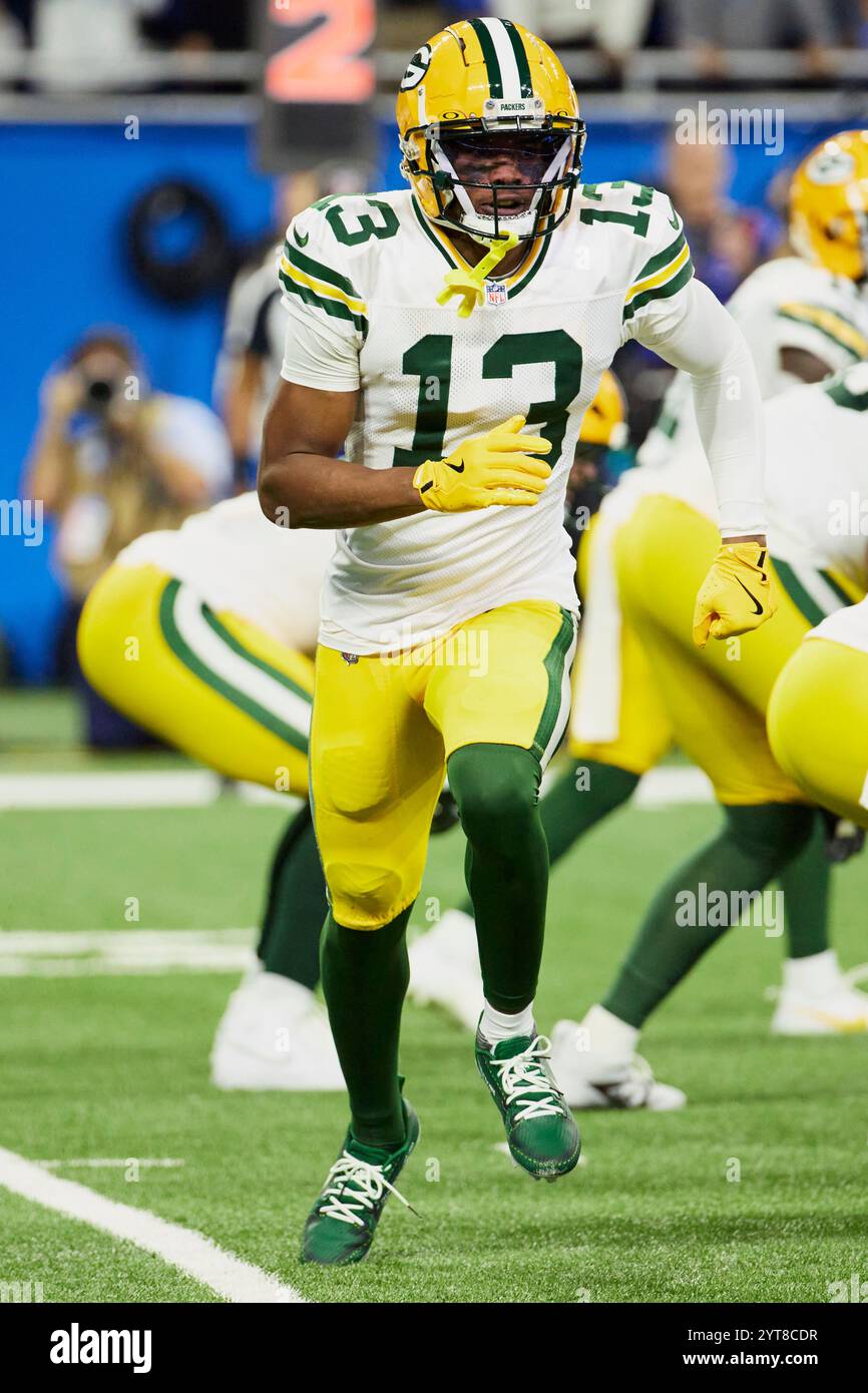 Green Bay Packers wide receiver Dontayvion Wicks (13) runs a route ...