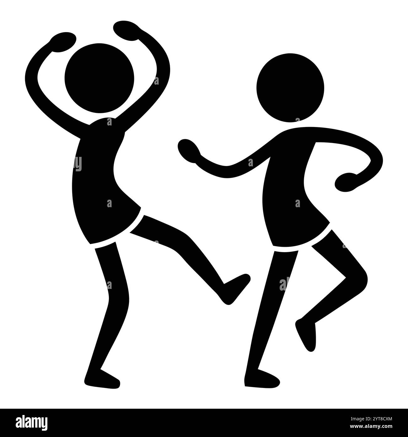 Playful Stick Figure Dance Pose Silhouette Vector Art for Fun and ...