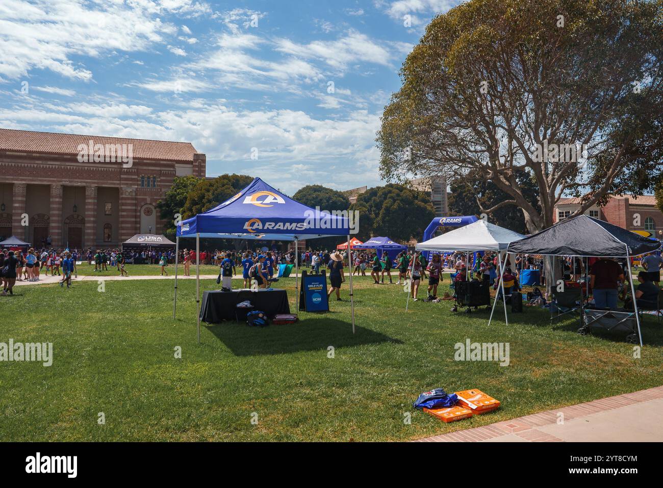 Outdoor Event on UCLA Campus with Los Angeles Rams Tent Stock Photo - Alamy