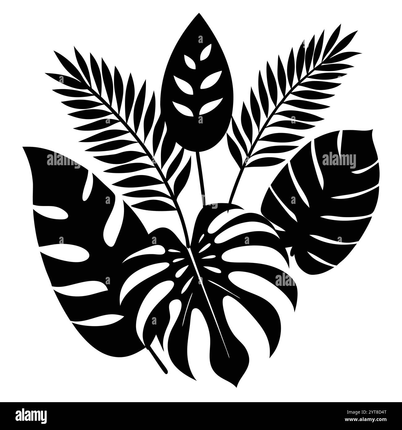 Tropical Leaves Vector Set - Exotic Botanical Illustration Design for ...