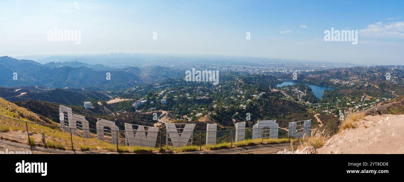 Panoramic View from Behind the Iconic Hollywood Sign in Los Angeles ...