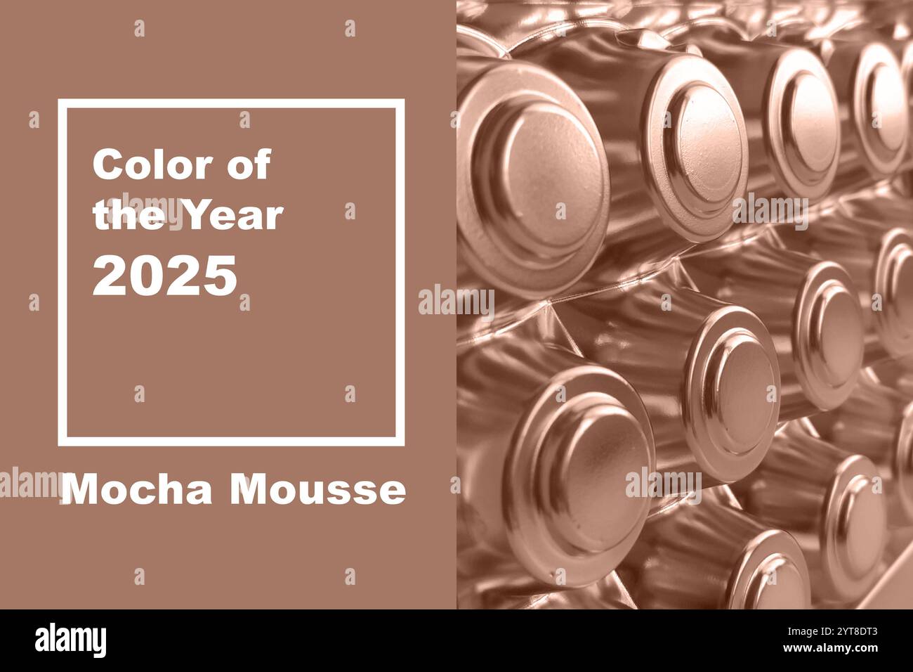 Mocha Mousse Color of the Year 2025 with Metallic Design Stock Photo ...