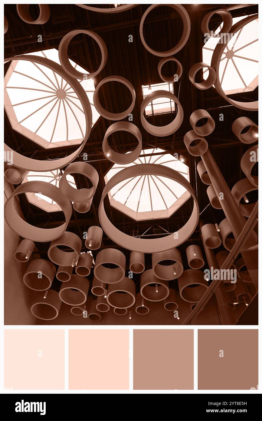 Geometric Ceiling Installation with Mocha Mousse Color Palette Stock ...