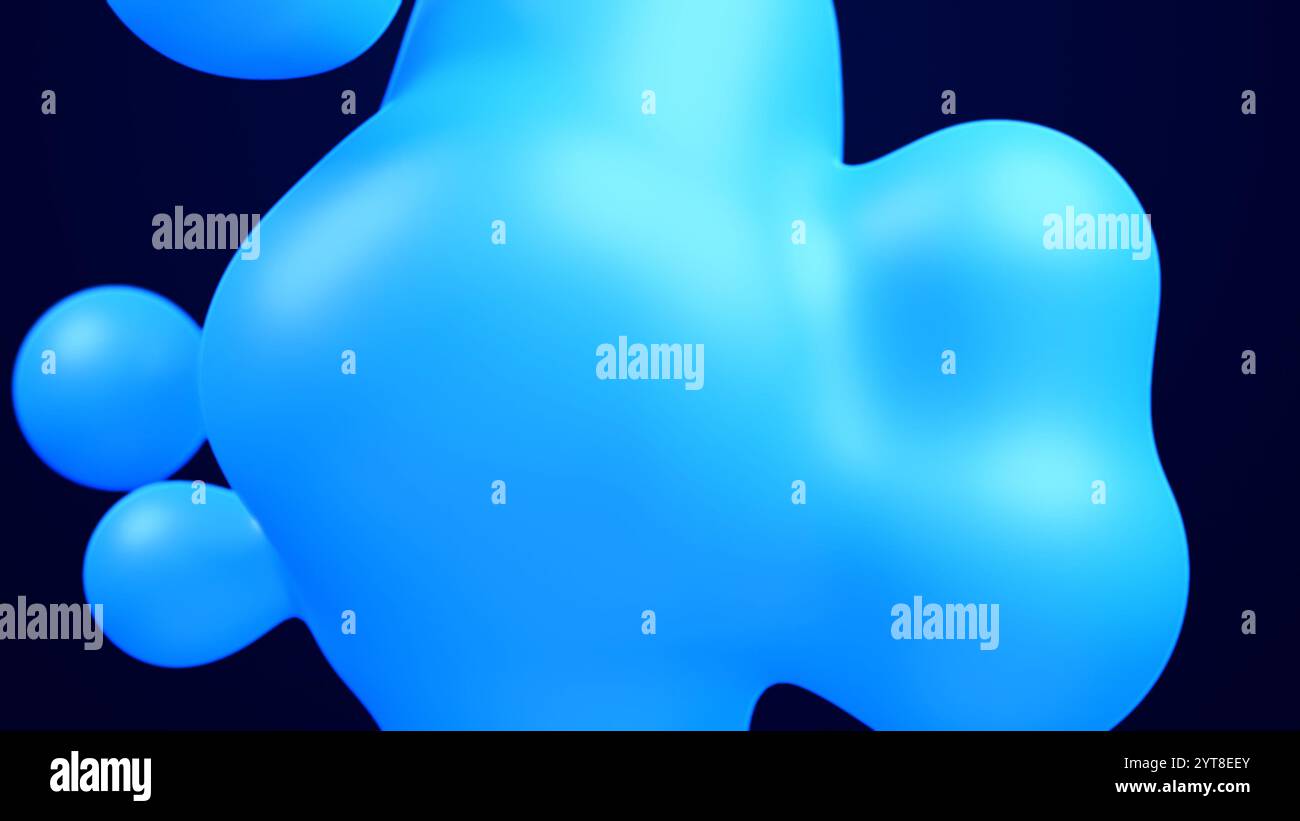 Metaverse 3d abstract background with droplets blue metaball molten wax ...