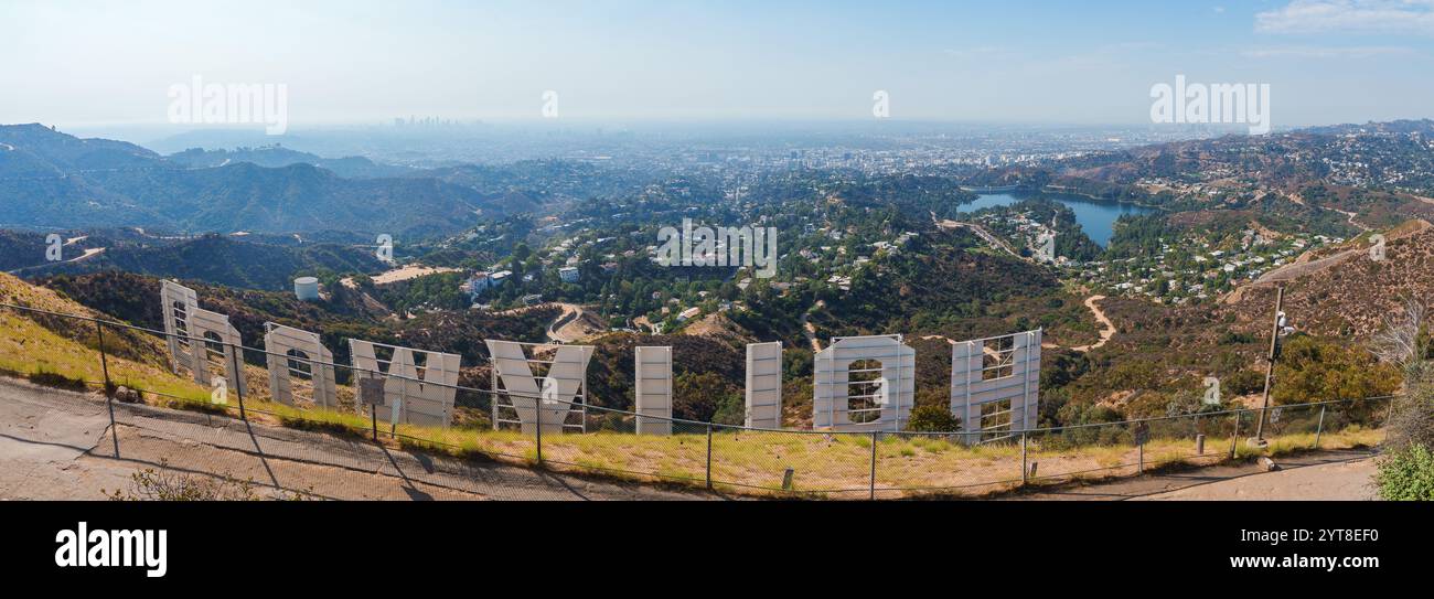 The Hollywood Sign stands prominently in the foreground, with Los ...