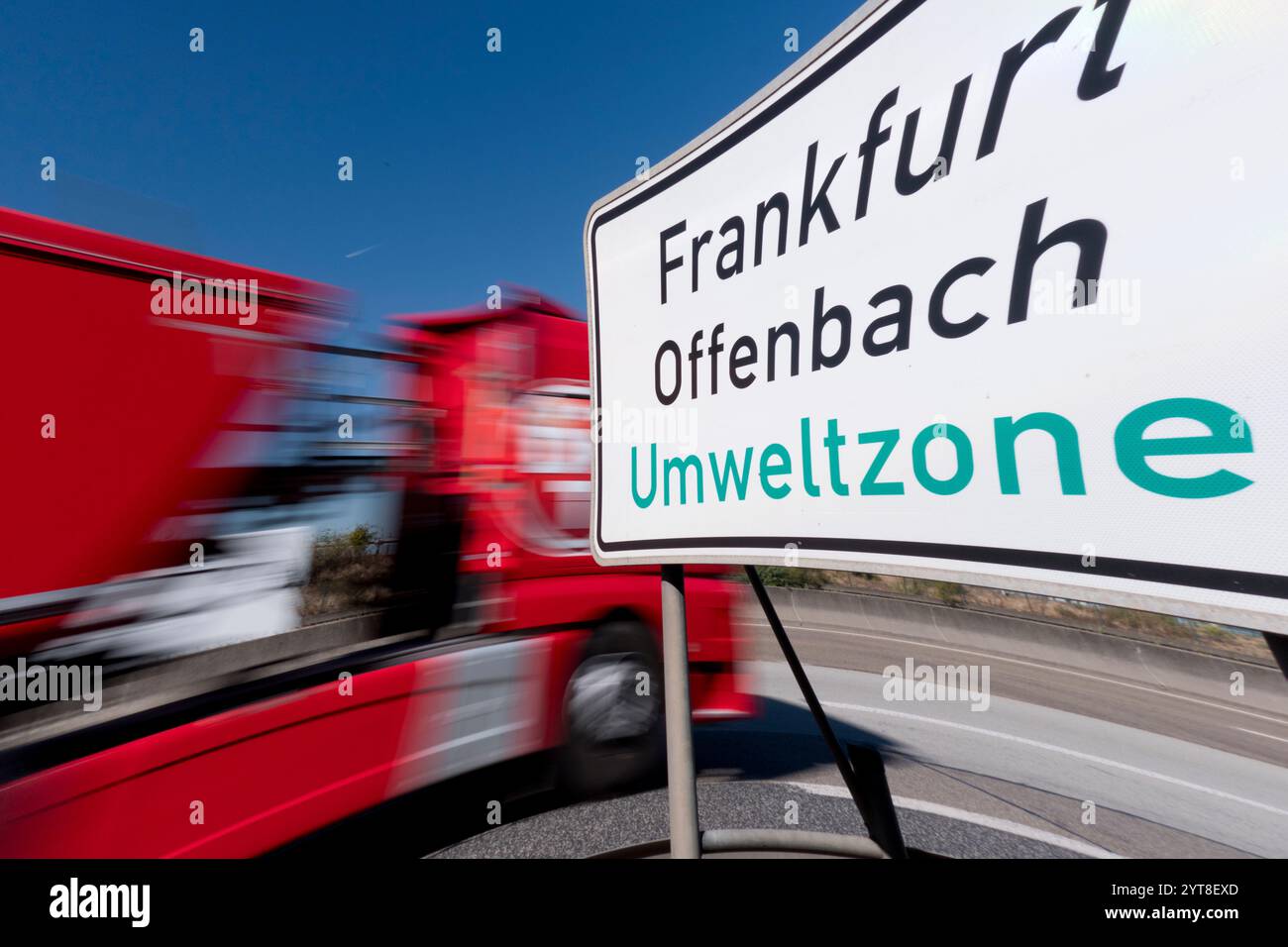 Environmental zone sign on the A5 with truck Stock Photo - Alamy