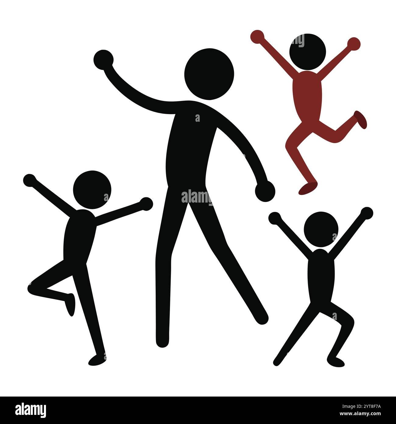 Playful Stick Figure Dance Pose Silhouette Vector Art for Fun and ...