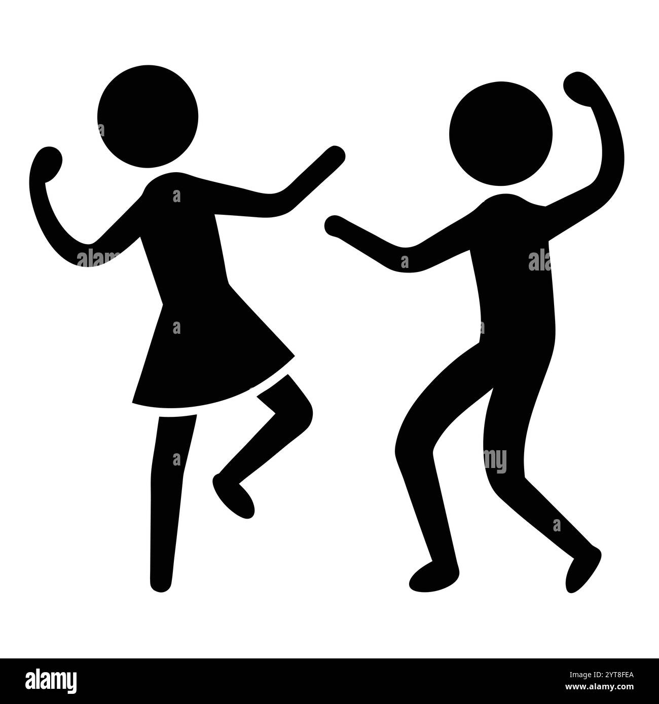 Playful Stick Figure Dance Pose Silhouette Vector Art for Fun and Energetic Design Projects ...