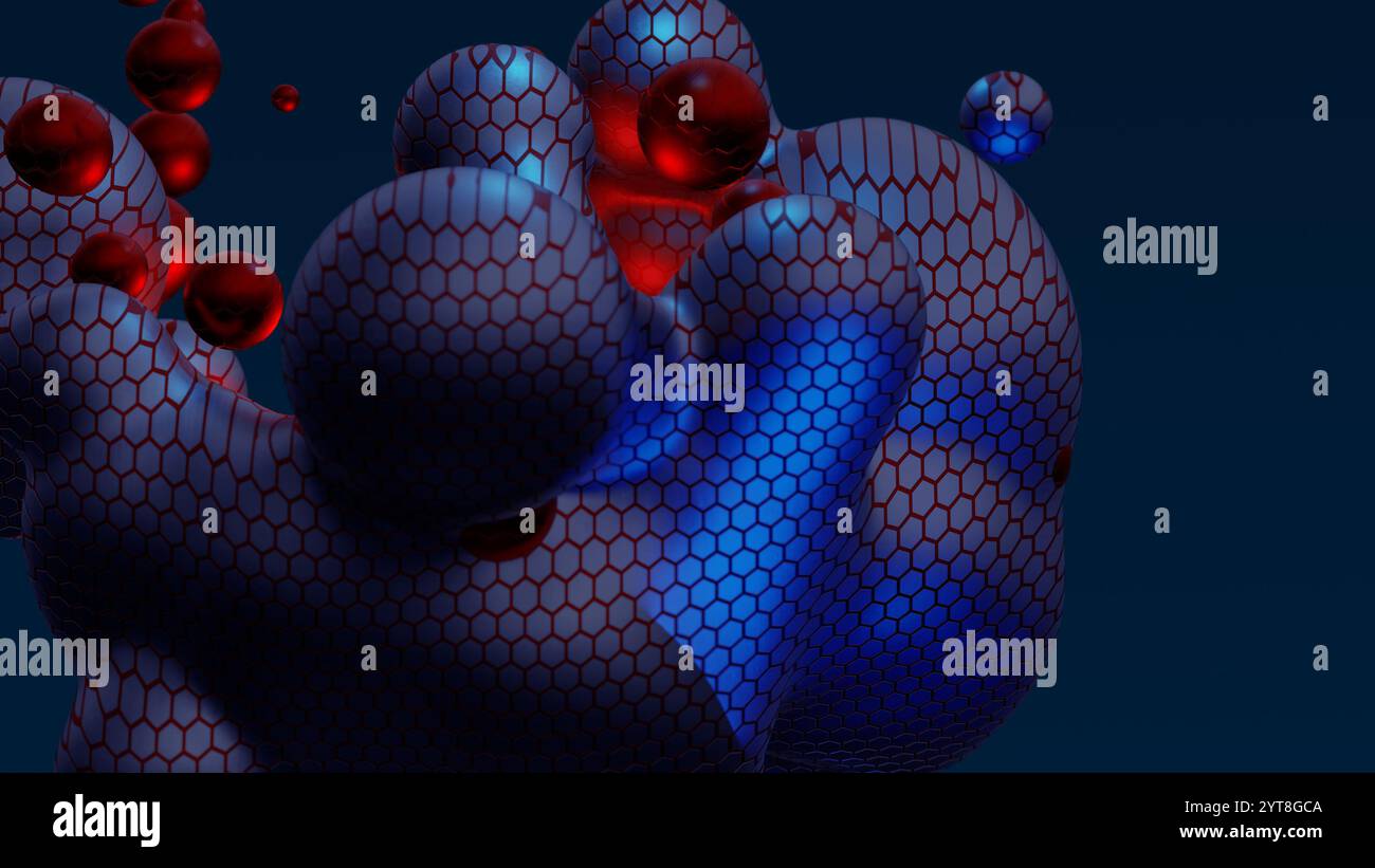 Abstract neon multicolored metaball with scale reptile texture meta ...