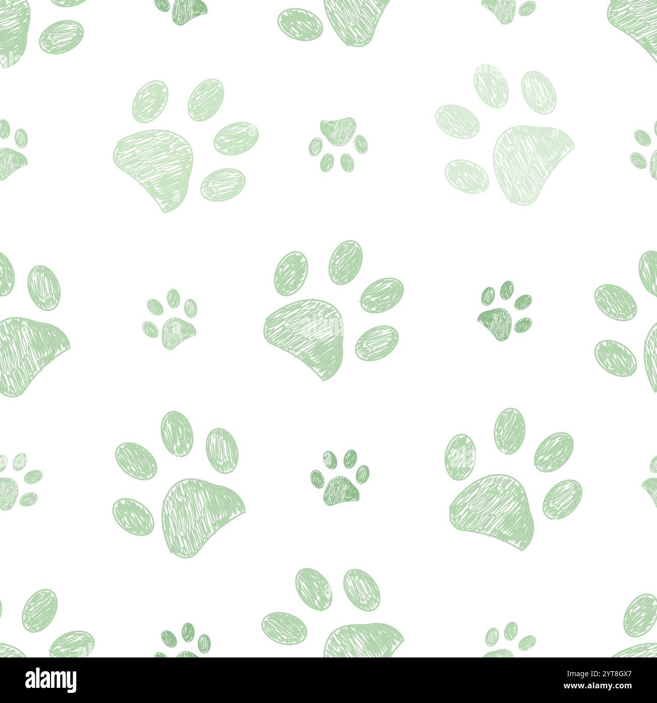 Green doodle paw prints seamless fabric design pattern Stock Vector ...