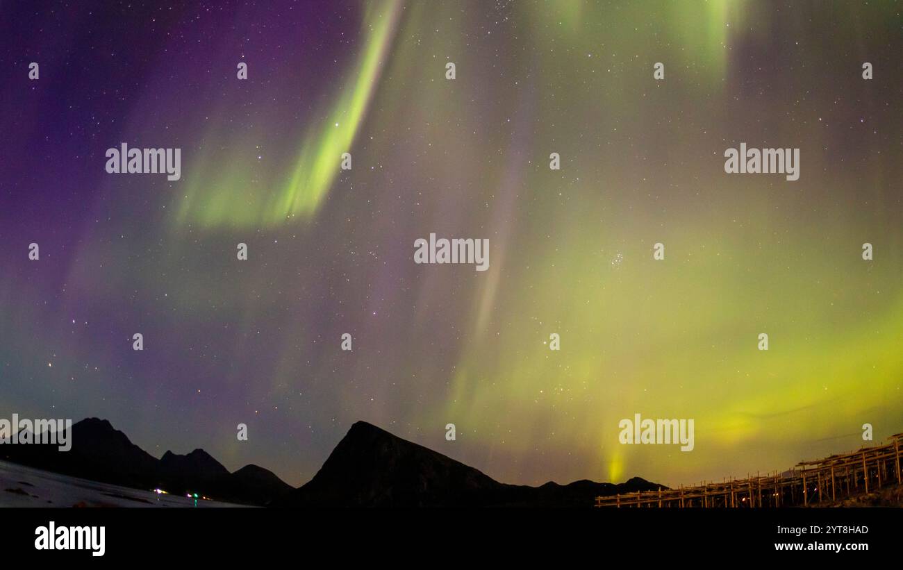 Northern Lights in September on the Lofoten Islands at dusk Stock Photo ...