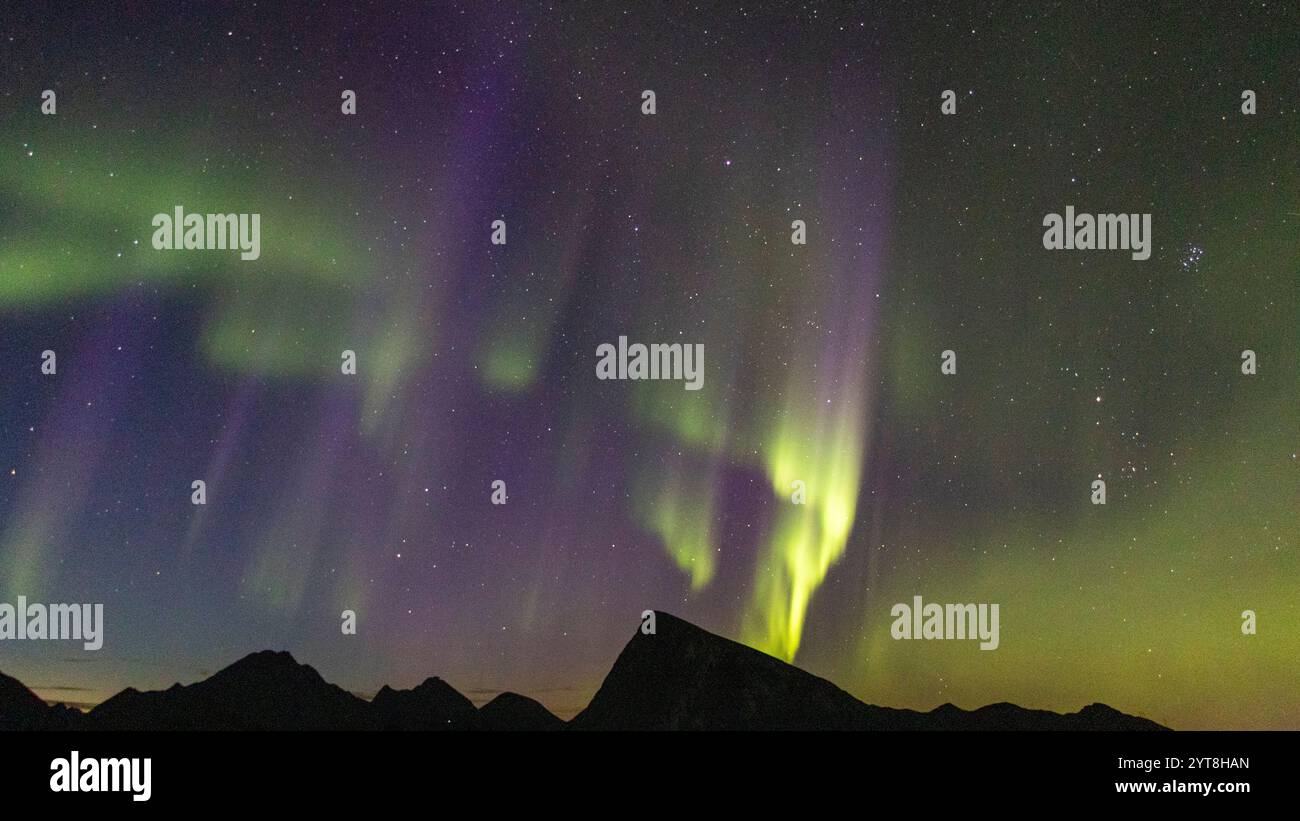 Northern Lights in September on the Lofoten Islands at dusk Stock Photo ...