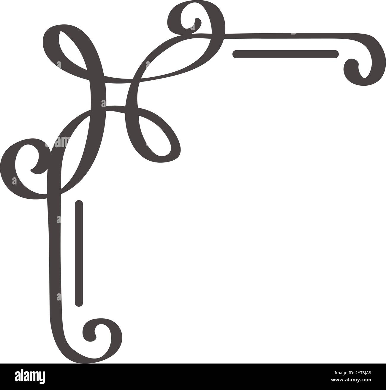Hand drawn flourish forming an elegant corner accent, adding a touch of ...