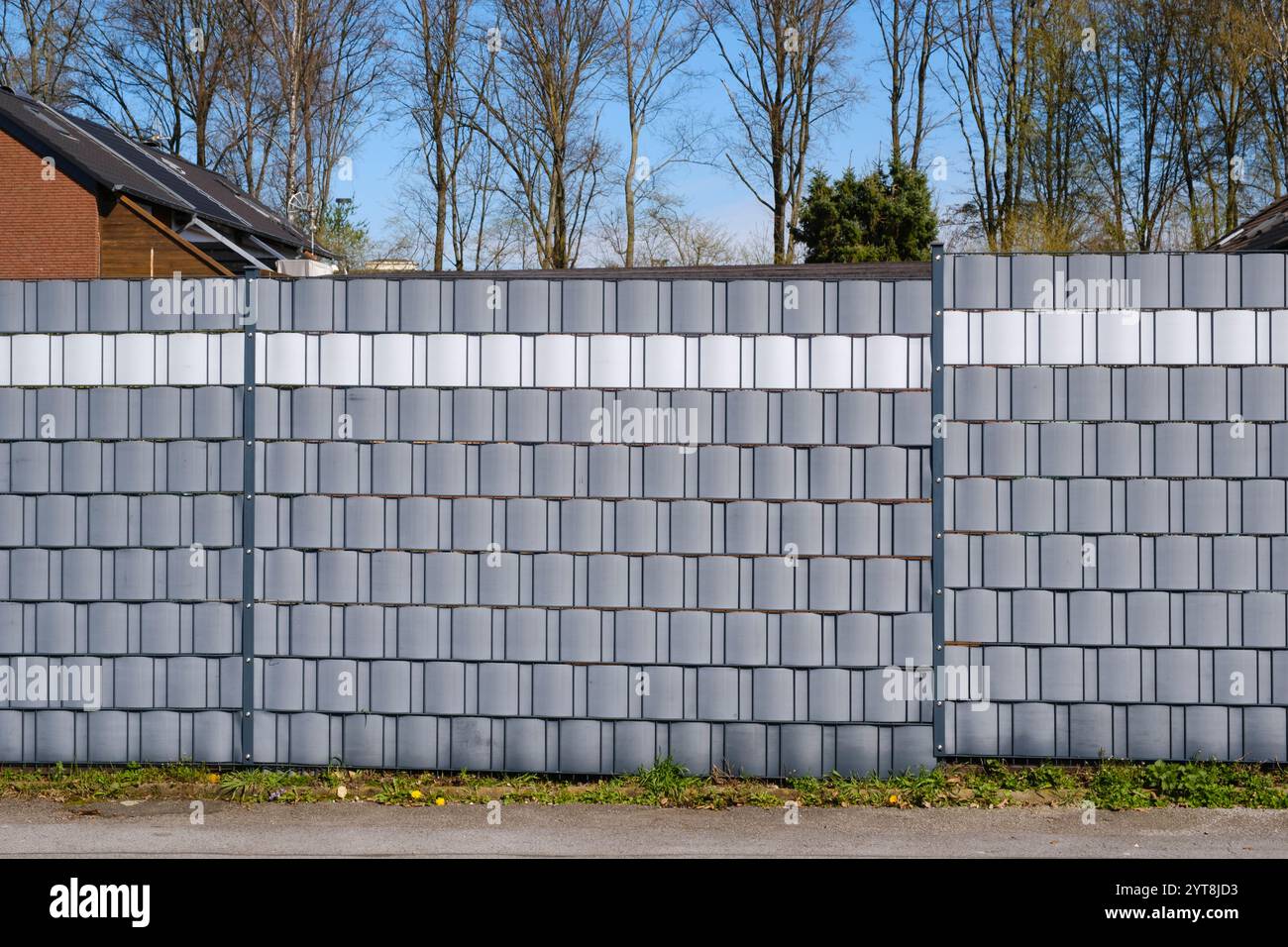 Double wire mesh fence with privacy strips hi-res stock photography and ...