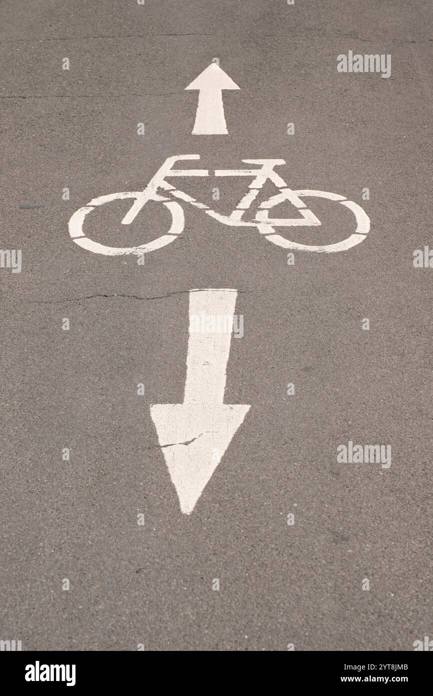 Germany, North Rhine-Westphalia, Soest, cycle path, bicycle symbol ...