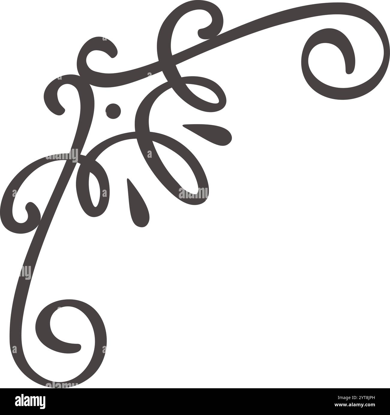 Hand drawn flourish creating an elegant corner piece, ideal for adding ...