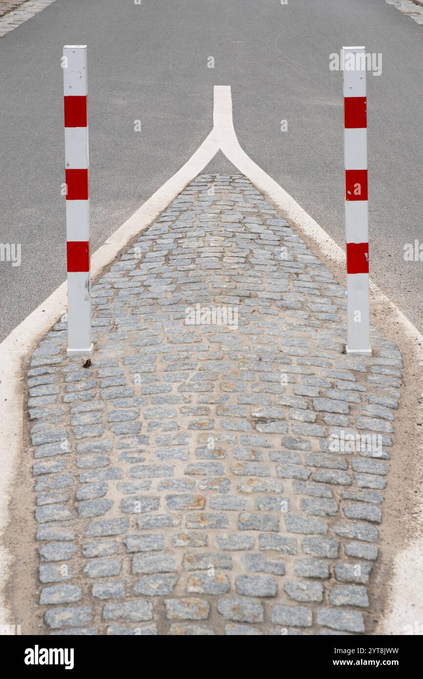 Road with two barrier posts Stock Photo - Alamy