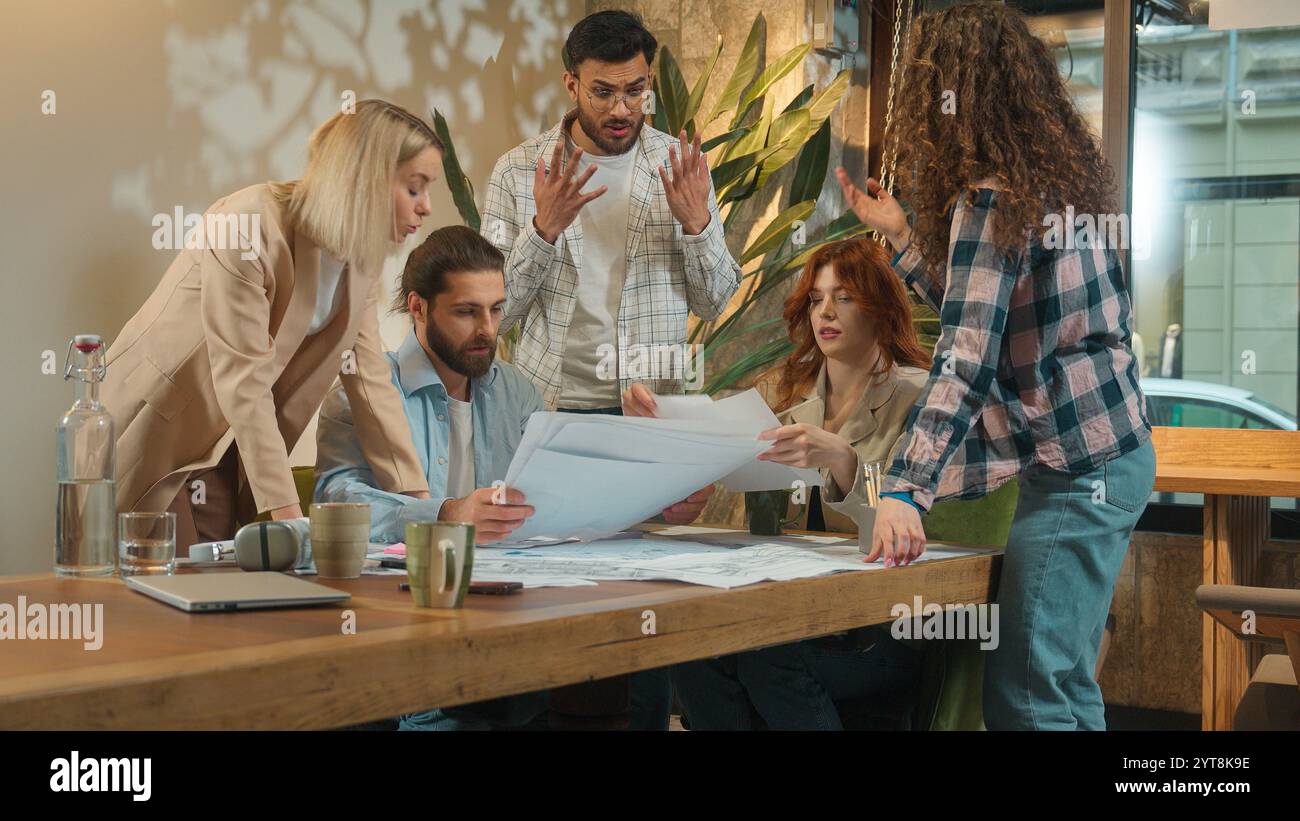 Business team group coworking men women multiracial male female ...