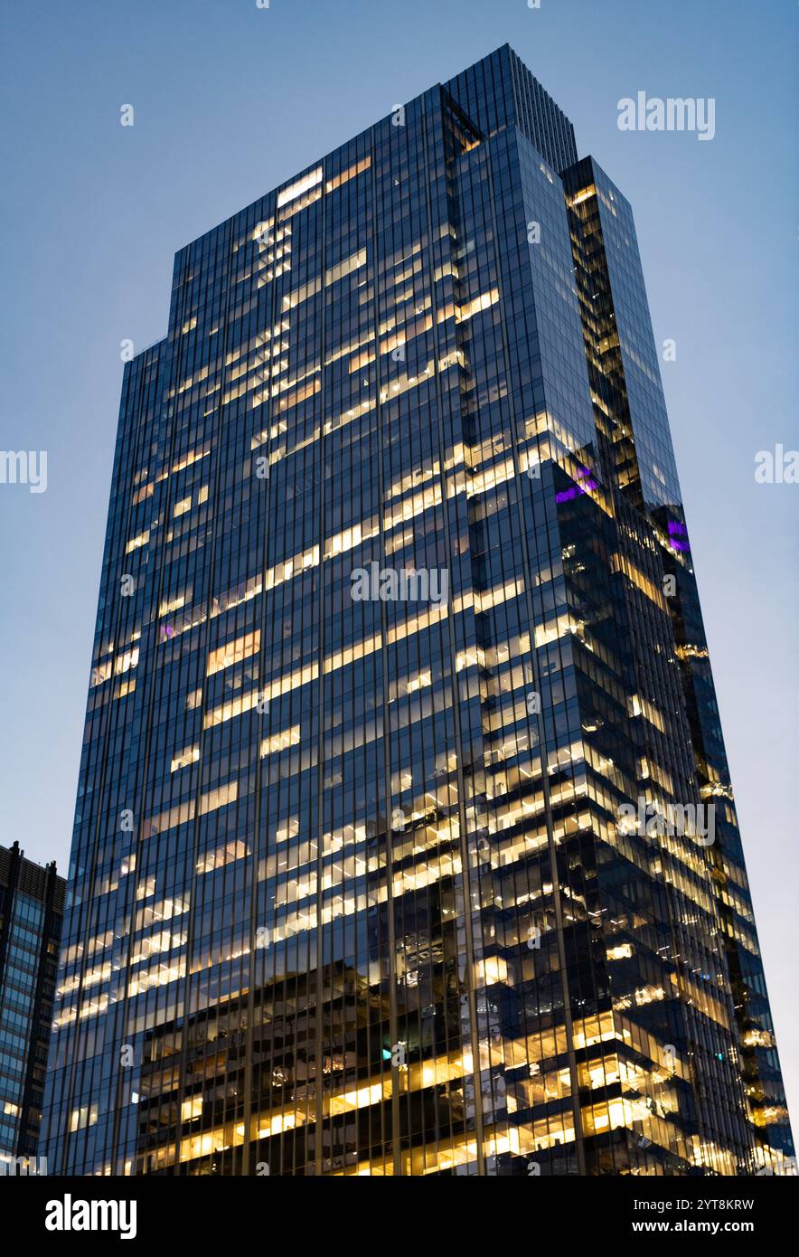 Chicago architecture of skyscraper. City night illuminated building ...