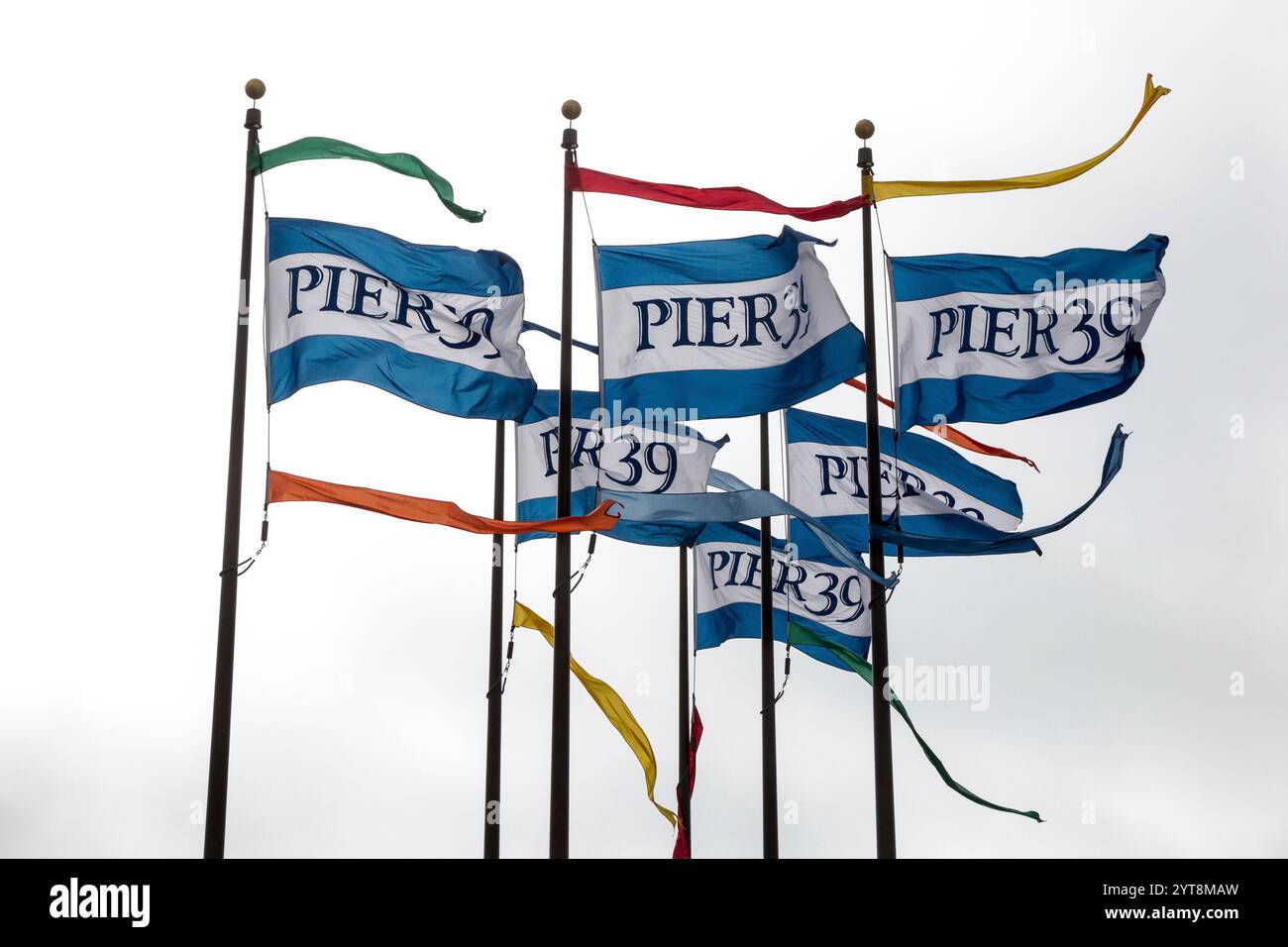 Flags at Pier 39 in Fishermans Wharf, San Francisco, California, USA ...