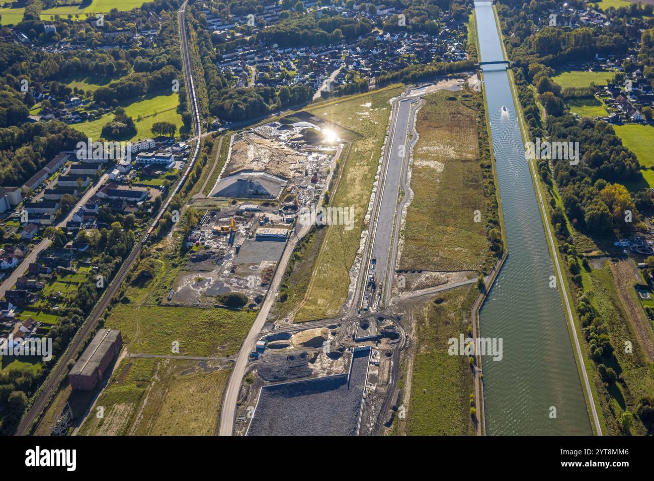 Aerial view, Wasserstadt Aden on the Datteln-Hamm Canal, construction ...