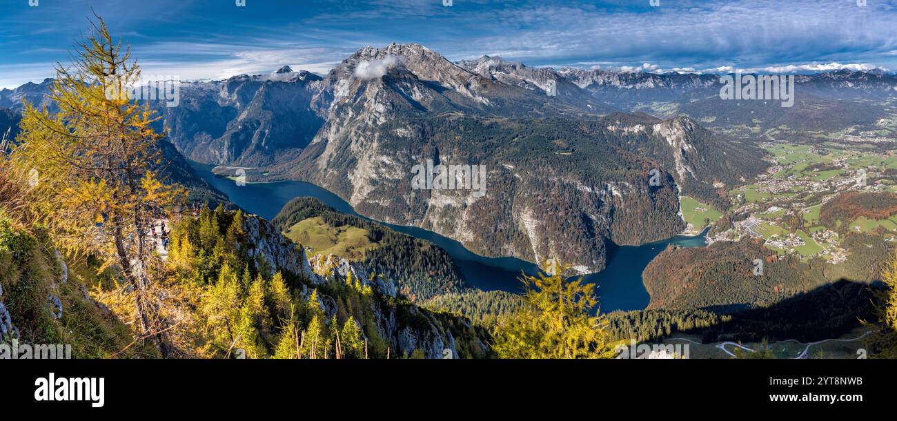 View of the Königssee and the Watzmann massif from the summit of the ...