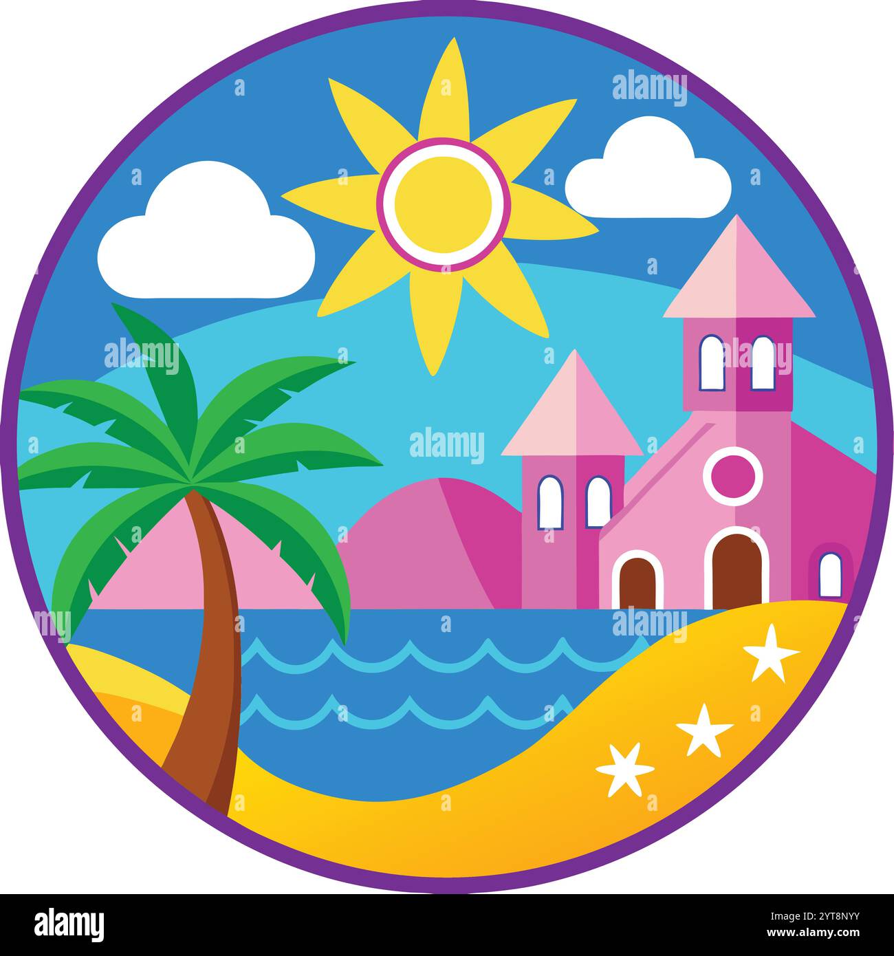 Destin Florida Coastal Beach Vector Art Illustration Design Stunning ...
