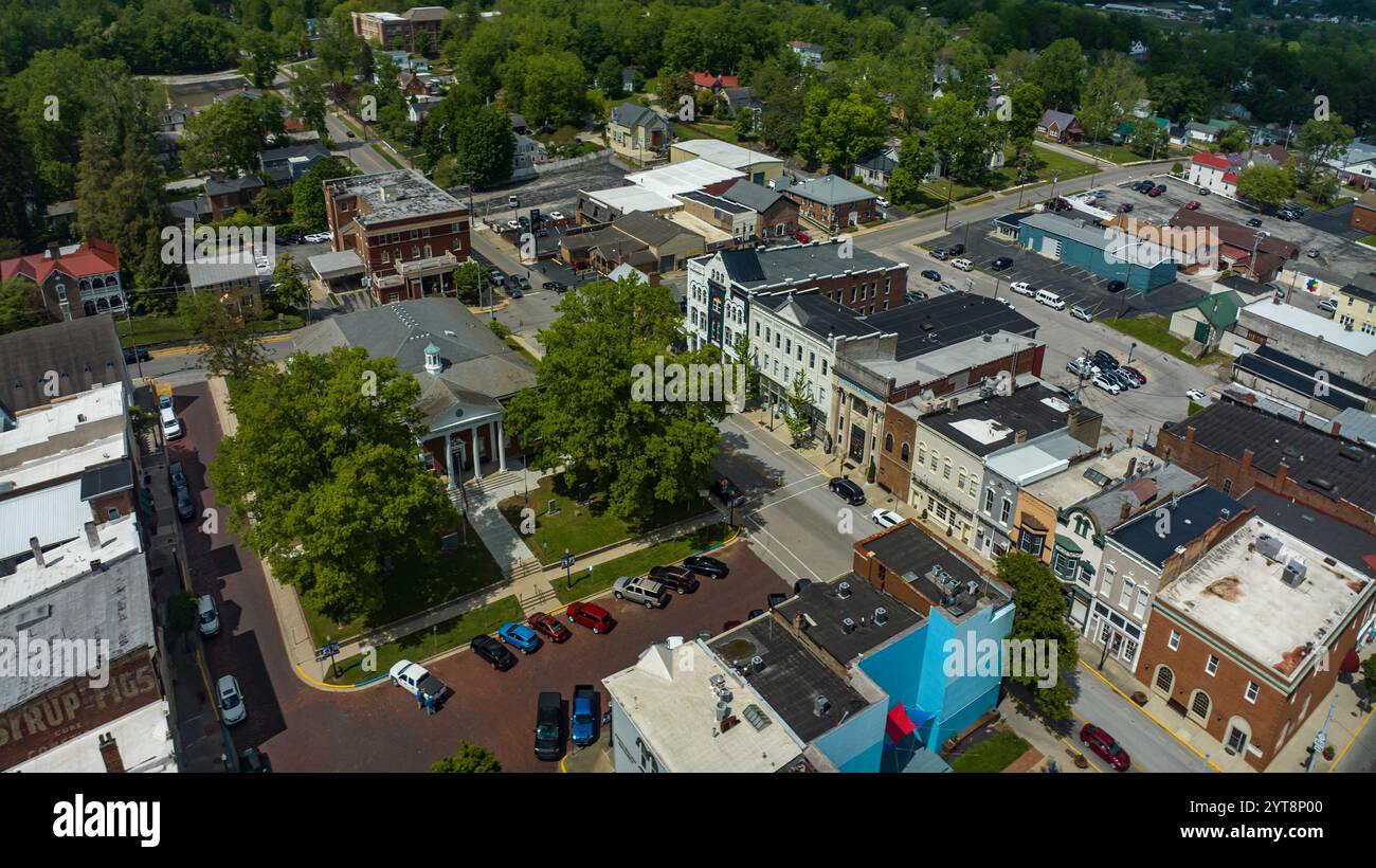 MAY 9, 2023 - MOUNT STERLING KENTUCKY - aerial view of historic small ...