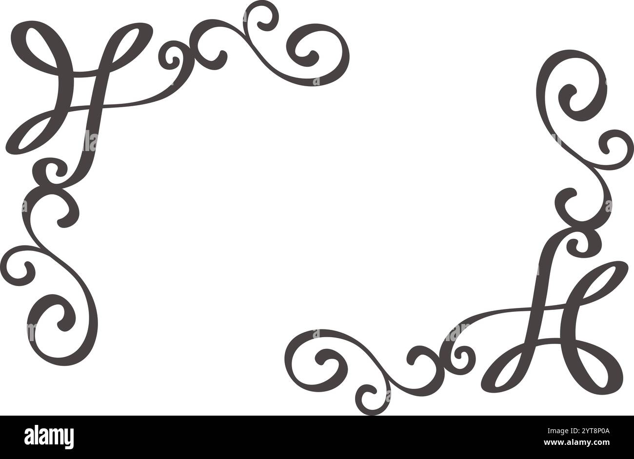 Hand drawn flourishes create an elegant and decorative corner frame ...