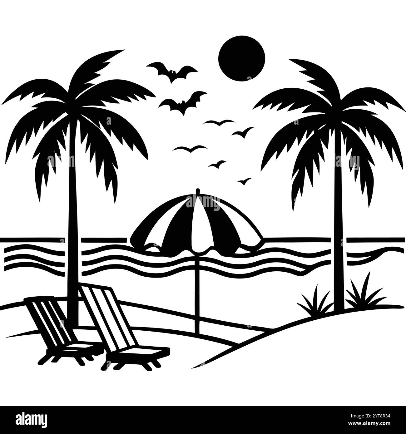 Destin Florida Coastal Beach Vector Art Illustration Design Stunning ...