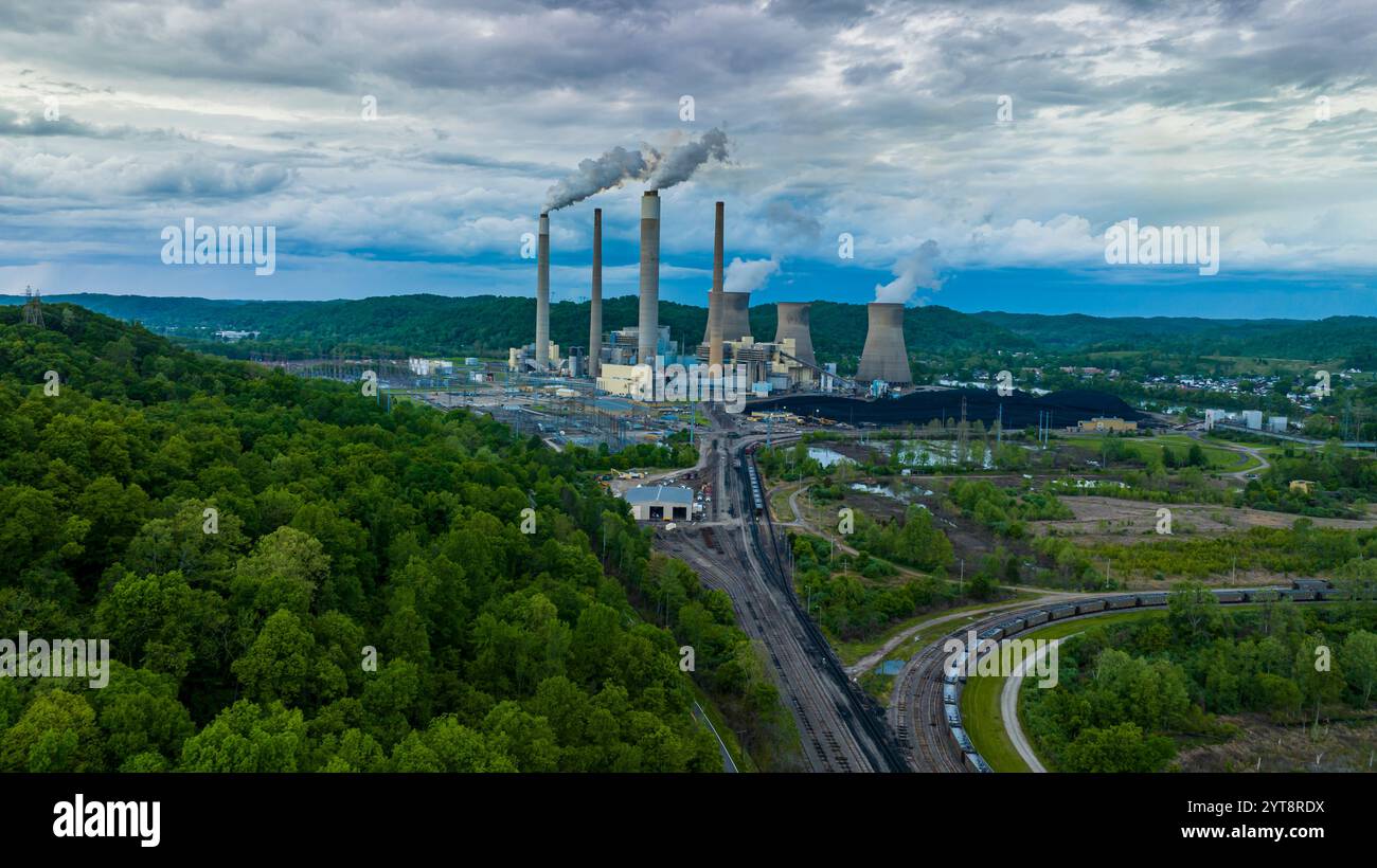 MAY 8, 2023 - POCA, WEST VIRGINA - USA - aerial view of Jon Amos Power ...
