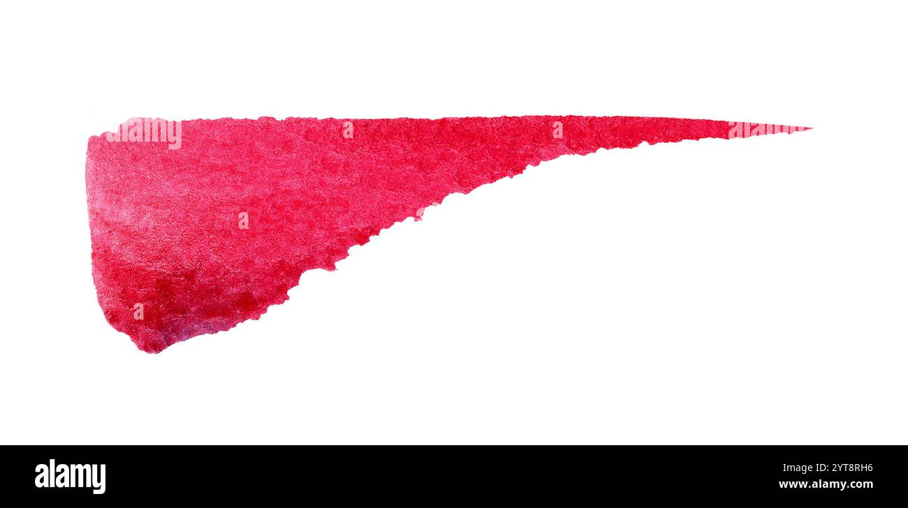 A short red watercolor brush stroke in white back Stock Photo - Alamy