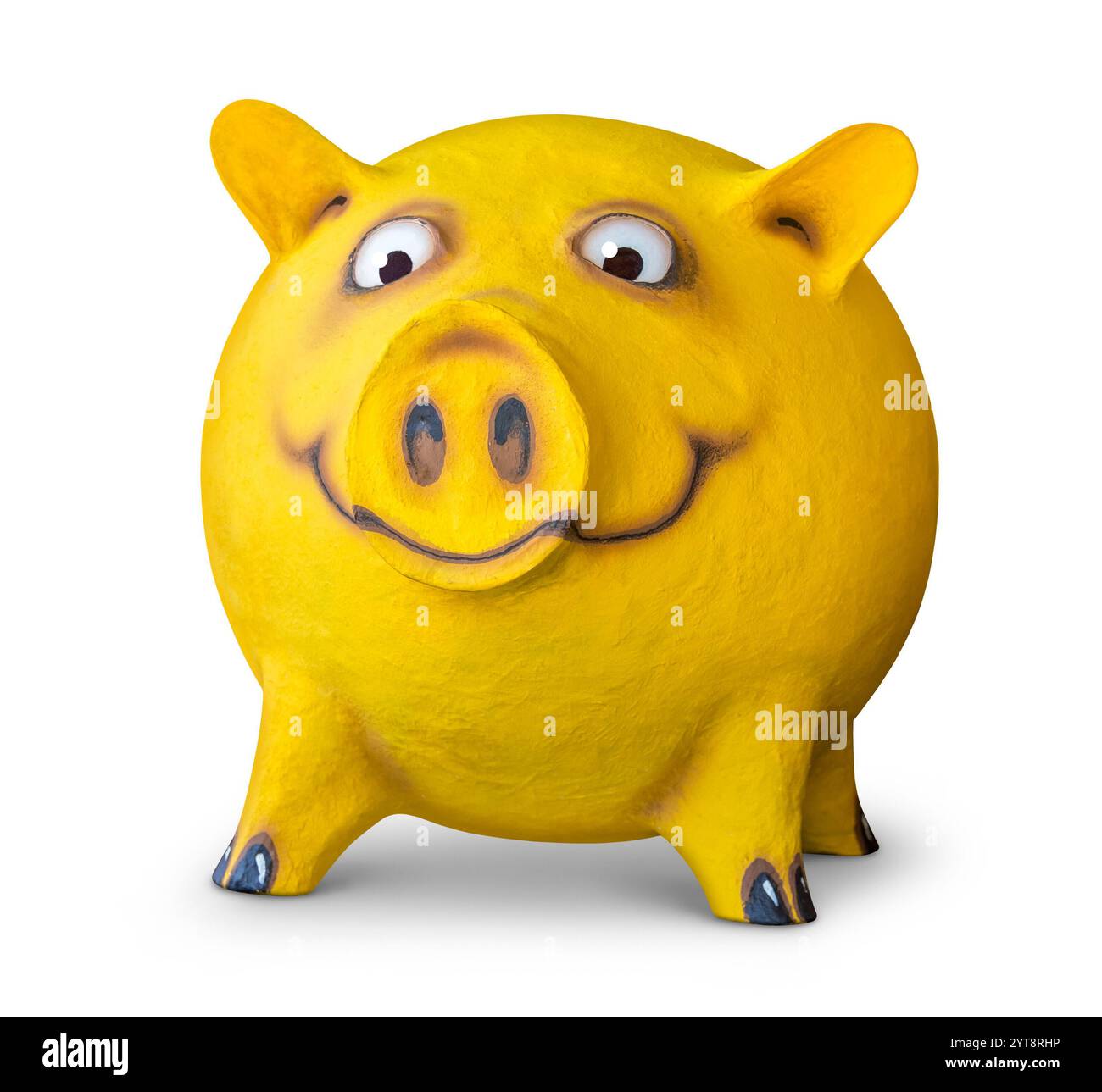 Figure of a funny yellow pig done by me in white back with shadow Stock ...