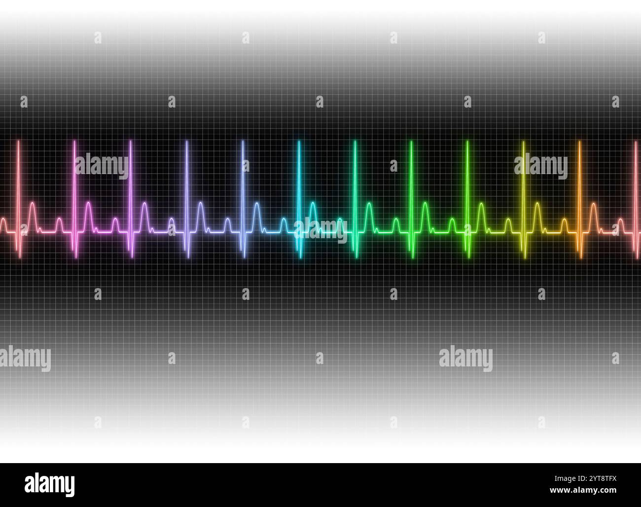 A multicolored electrocardiography illustration in gradient screen ...