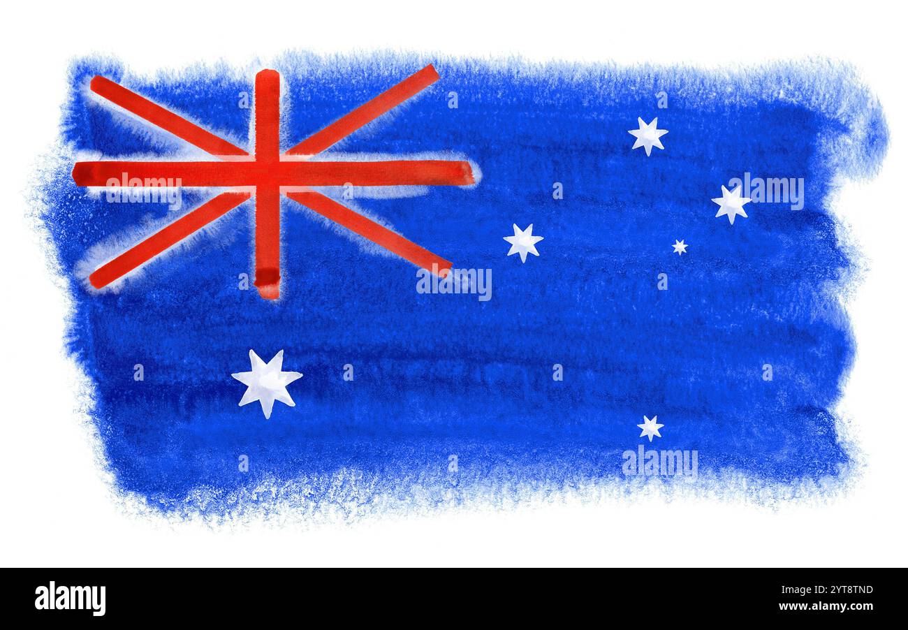 Watercolor illustration of the Australia flag Stock Photo - Alamy
