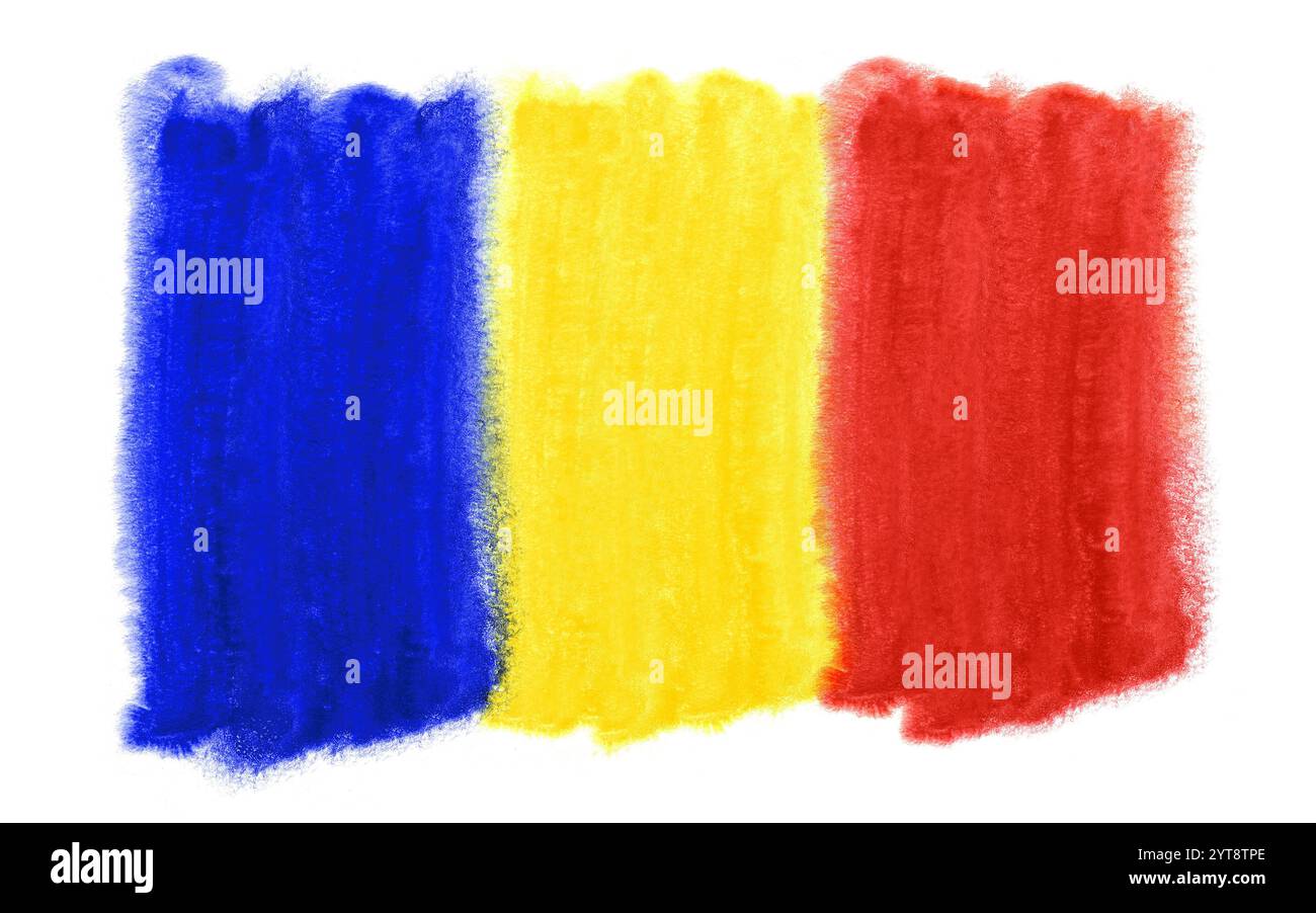 Romania flag painted brush stroke hi-res stock photography and images ...
