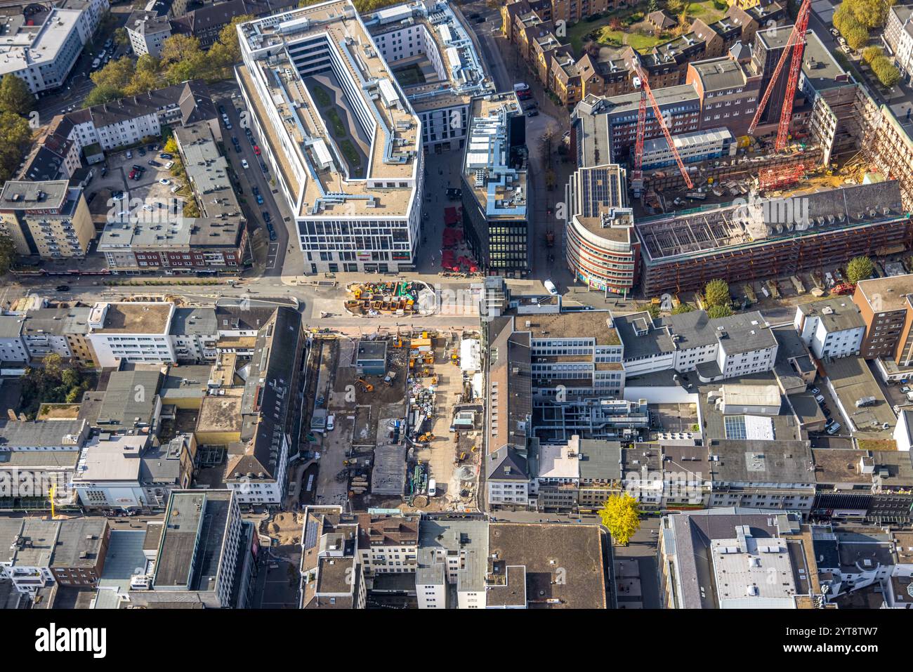Aerial view, Husemann Karree, also Viktoria Karree business quarter and ...