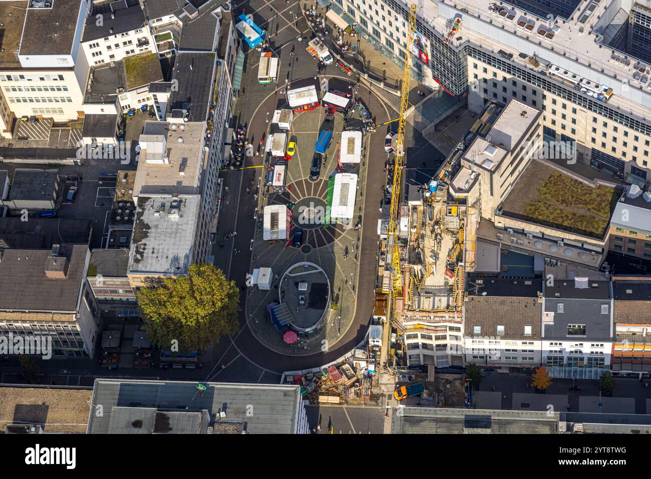 Aerial view, construction site at the corner of Huestraße at Dr.-Ruer ...