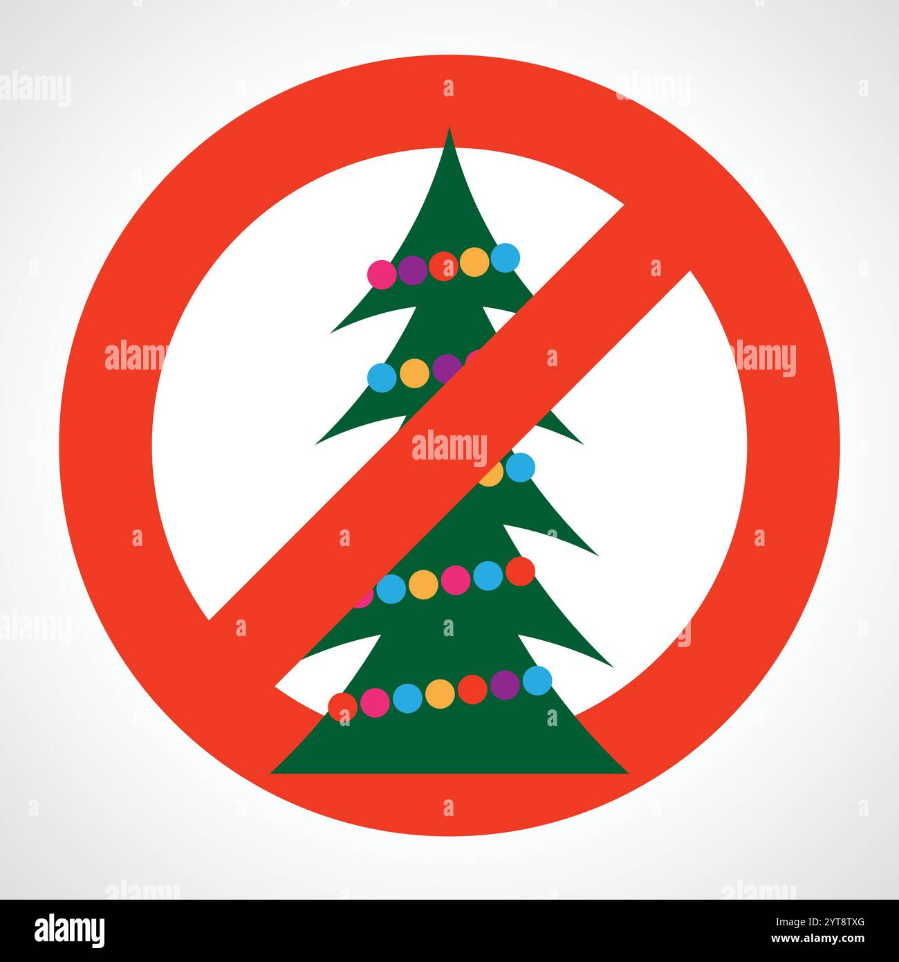 No Christmas tree. Red prohibition sign with Christmas tree. Vector ...