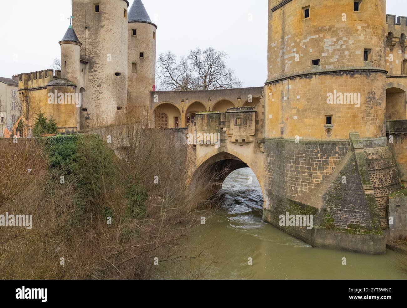 Bridge castle and city gate named Germans Gate in Metz, a city in the ...