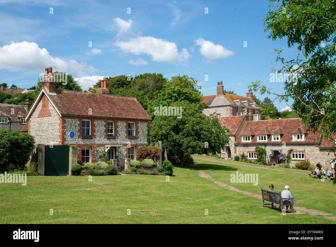 historic houses and pub at East Dean, East Sussex, England Stock Photo ...