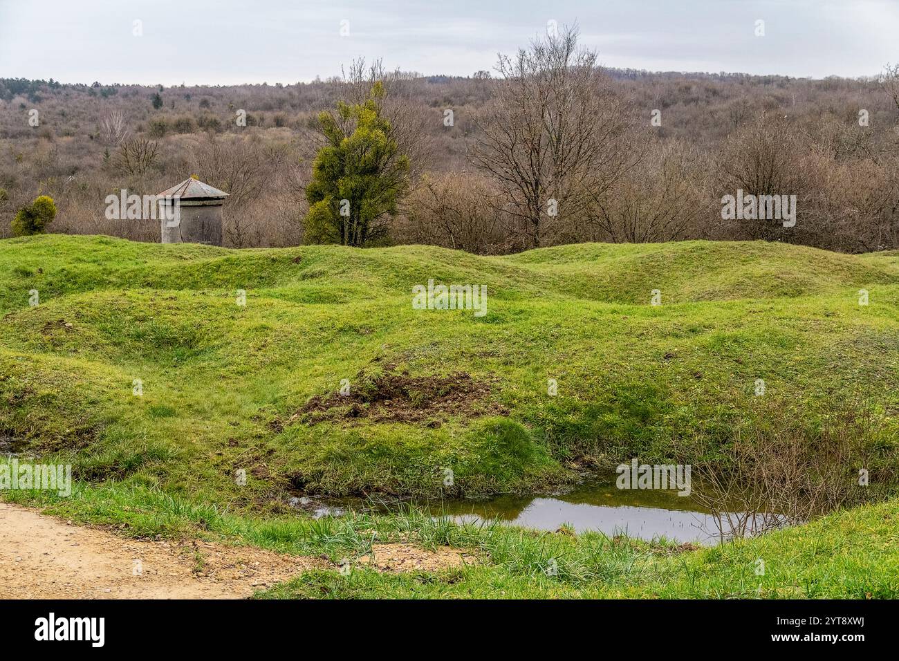 Scenery showing a historic battlefield around Verdun, fought from 21 ...