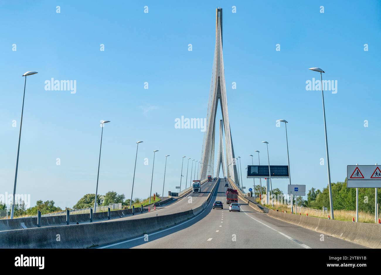 Impression of the Normandy Bridge that spans the river Seine linking Le ...