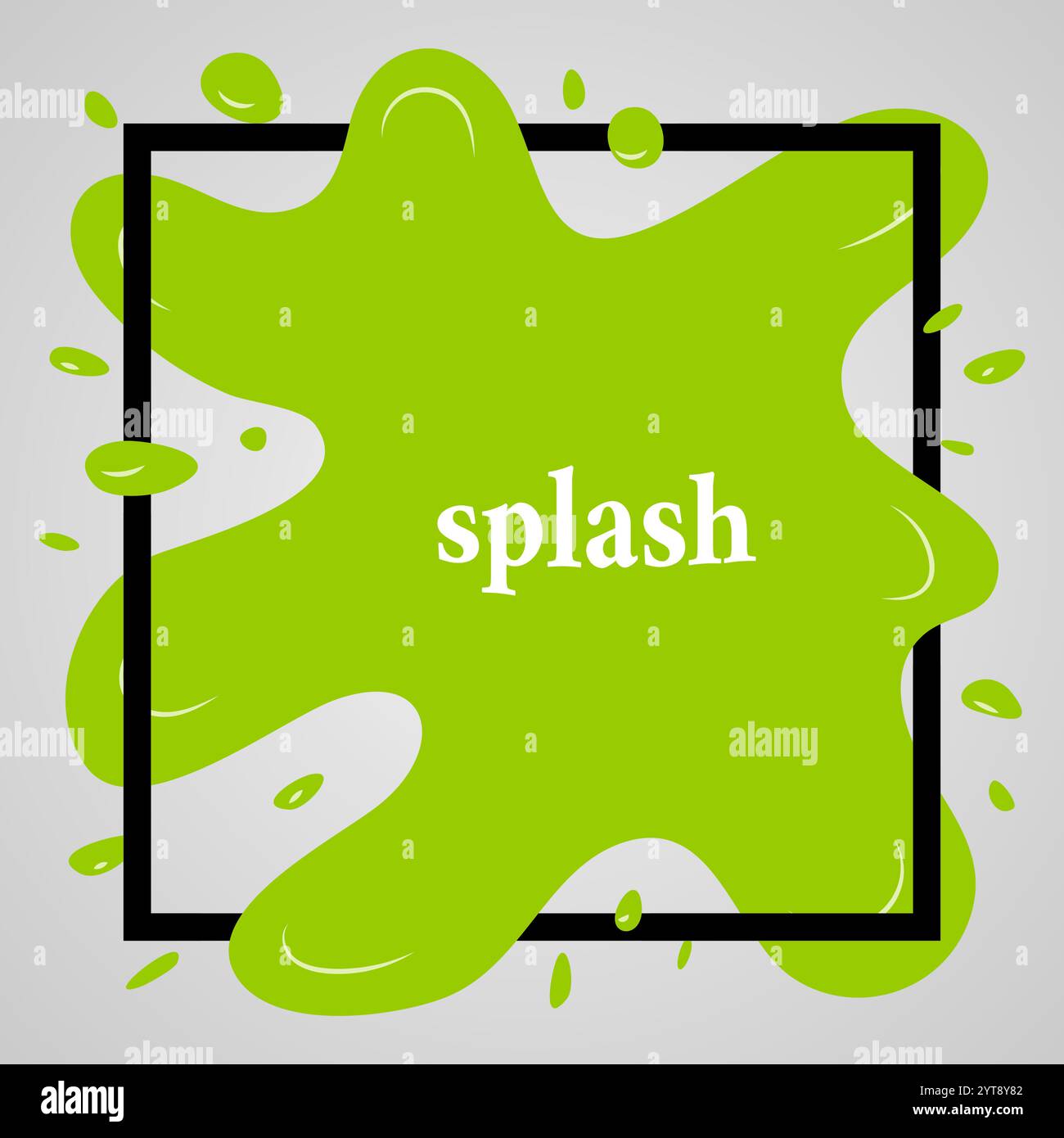 Big green splash with lots of small splashes in black frame and ...