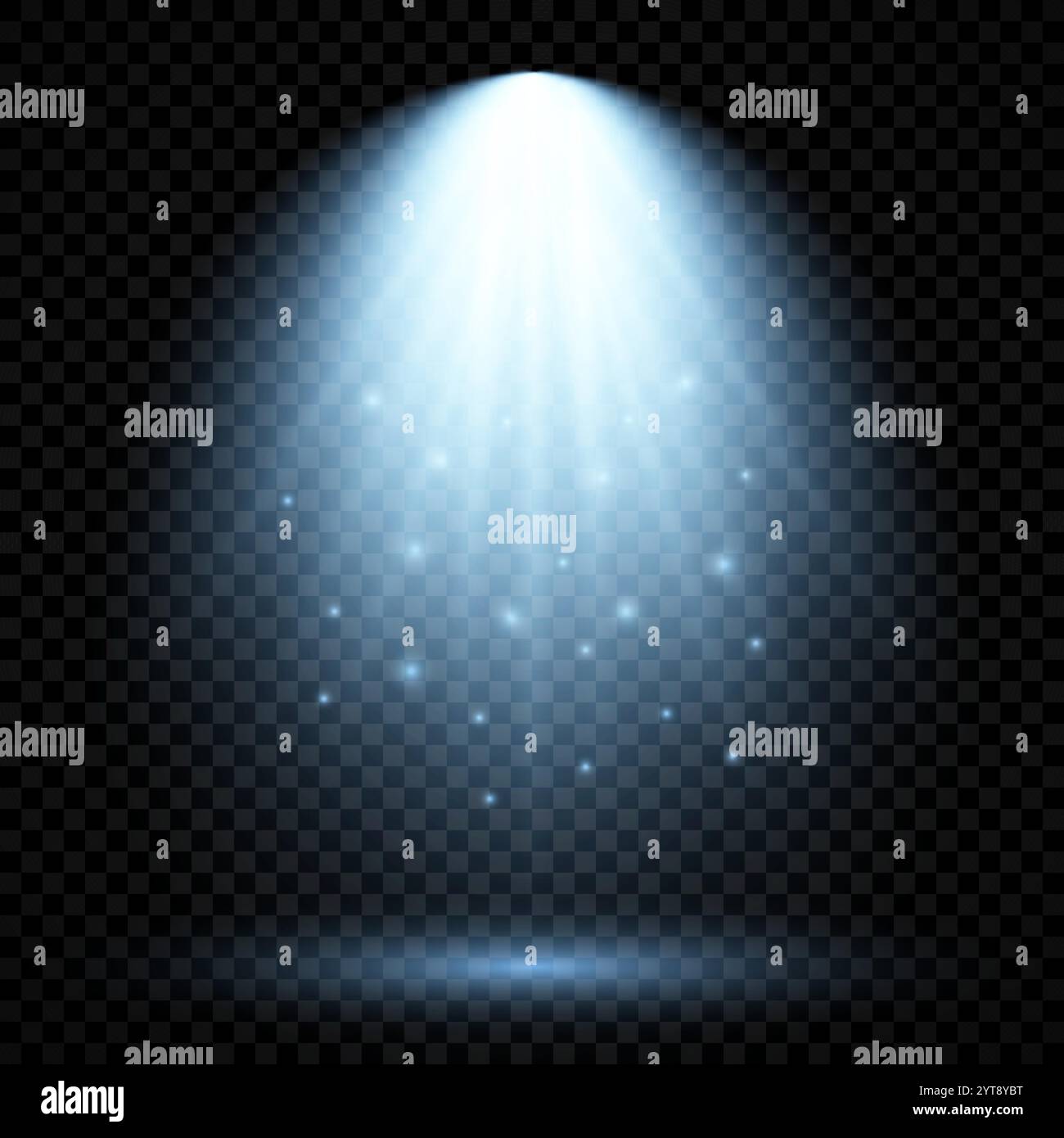 Cold blue lighting with spotlight. Scene illumination effects on a dark ...