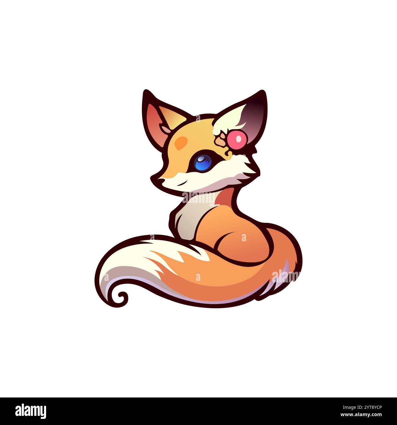 Fox drawn in anime style. Cute fox. Colored fox. Orange foxes brand ...